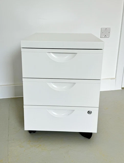 WHITE 3 DRAWER IKEA ERIK office filing under desk drawers storage unit ...