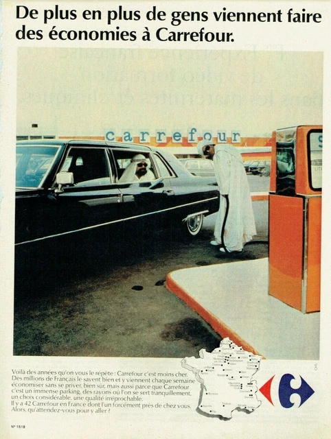 PUBLICITÉ ADVERTISING 0322 1974 Supermarché Carrefour station essence ...