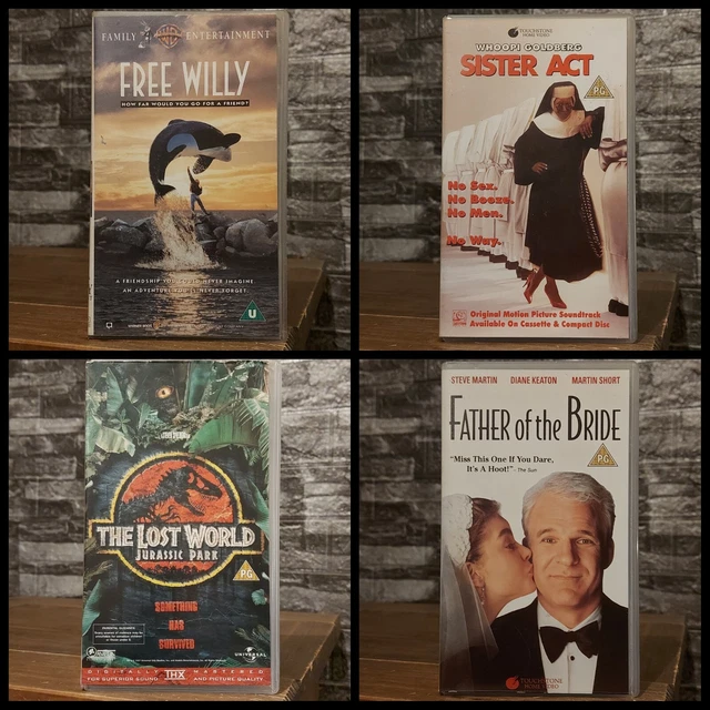 FREE WILLY + Sister Act + Jurassic Park + Father Of The Bride Vhs Video ...