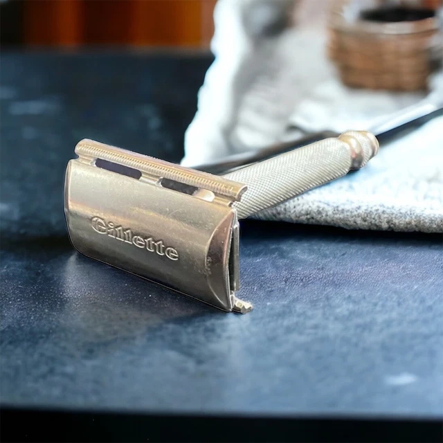 VINTAGE GILLETTE 3 Piece Ball End Tech razor safety silver men’s Shave ...