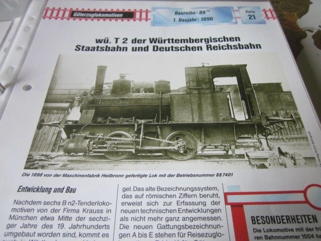 DEUTSCHE DAMPFLOK, RISSZEICHNUNG G21 wü T 2 württembergische Staatsbahn BR 88.74 EUR 4,63 ...