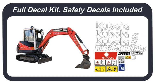 KUBOTA KX61-3 MINI Digger Full Sticker / Decal Kit . Safety Stickers ...