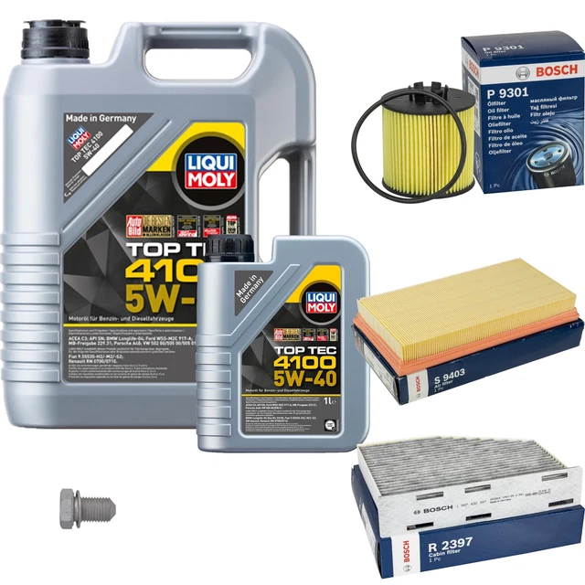 BOSCH INSPECTION SET 6L Liqui Moly Top Tec 4100 5W-40 pour De VW Touran EUR 110,13 - PicClick FR