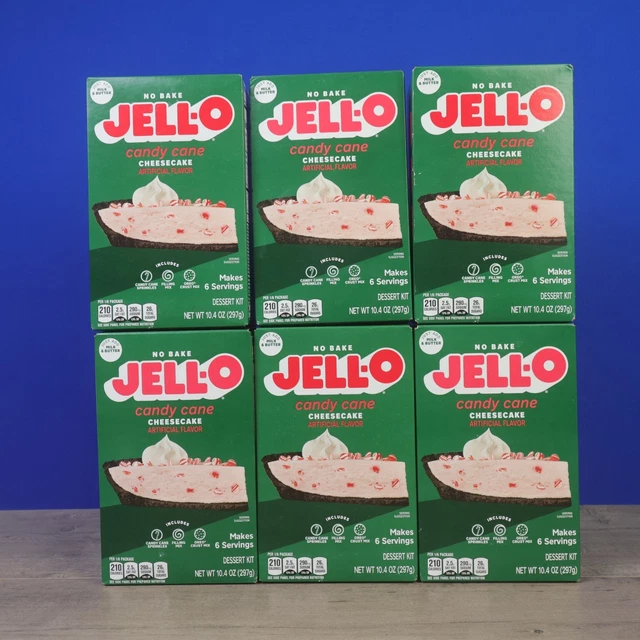 JELL-O NO BAKE Candy Cane Cheesecake Jello Dessert Kits (6) Boxes~EXP ...