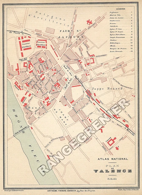 PLAN ANCIEN de ville de VALENCE - DROME (26) - édition 1877 EUR 7,50 ...