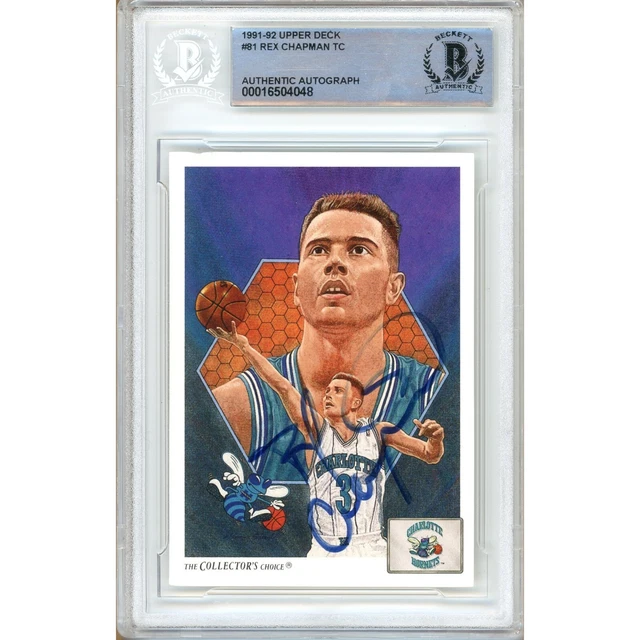 PLAQUE AUTOGRAPHE AUTHENTIQUE Rex Chapman Charlotte Hornets Auto 1991 ...