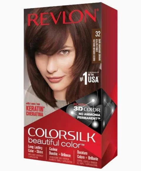REVLON COLORSILK BEAUTIFUL Color Permanent Hair Color 32 Dark Mahogany ...