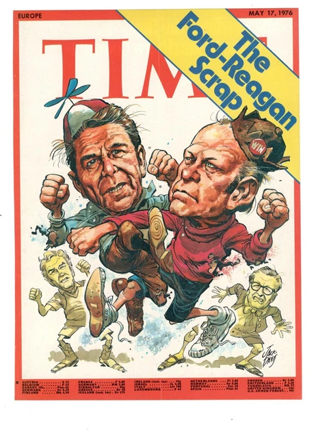 1976 TIME THE Ford-Reagan Scrap Et 'Solo Le Cover D'Origine De Encadrer ...