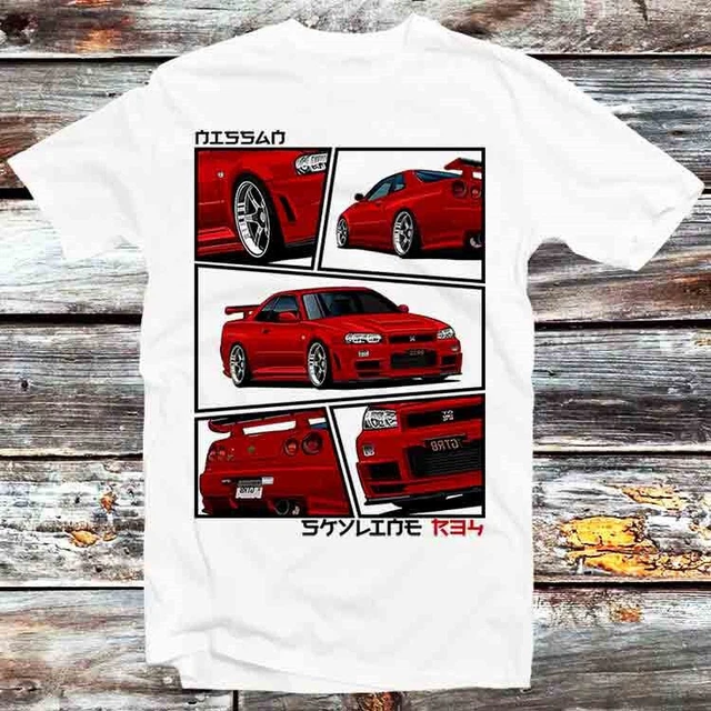 NISSAN SKYLINE R34 GT Red Magazine JDM Car T Shirt B1078 £6.35 ...