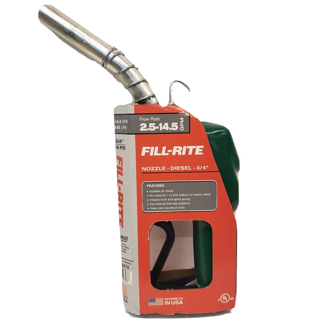 FILL-RITE 3/4 AUTOMATIC Diesel Spout Nozzle Gun Dispenser N100DAU10 2.5 ...
