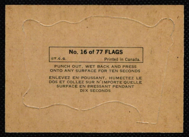 1970 O-PEE-CHEE FLAGS of the World Congo Punch Out Sticker #16 $2.05 ...