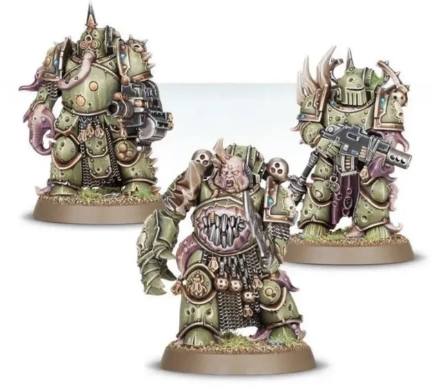 DEATH GUARD PLAGUE Marine x 3-Nurgle-Easy to Build-Warhammer 40k Chaos ...