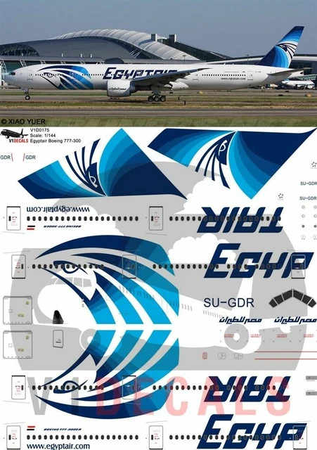 V1 DECALS BOEING 777-300 Egyptair for 1/144 Revell Model Airplane Kit ...