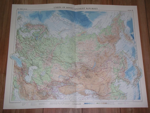 1959 VINTAGE MAP Of Soviet Union Russia Siberia Ukraine / Scale 1: ...