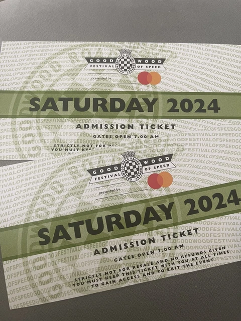 GOODWOOD FESTIVAL OF speed tickets 2024 £200.00 - PicClick UK