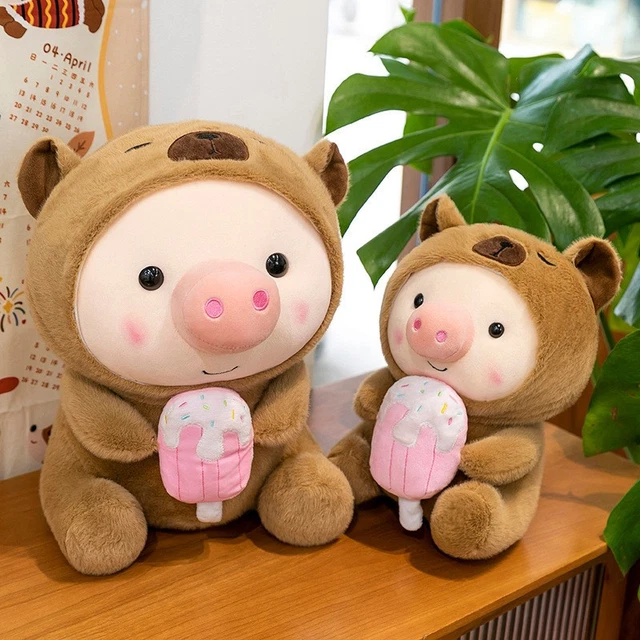 CUTE HANDHELD ICE Cream Capybara Shaped Cartoon Pig Plush Doll For Kids ...