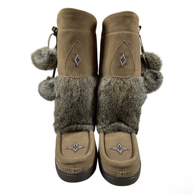MANITOBAH MUKLUKS SNOWY Owl Suede Waterproof Comfort Winter Boots Sz 6 ...