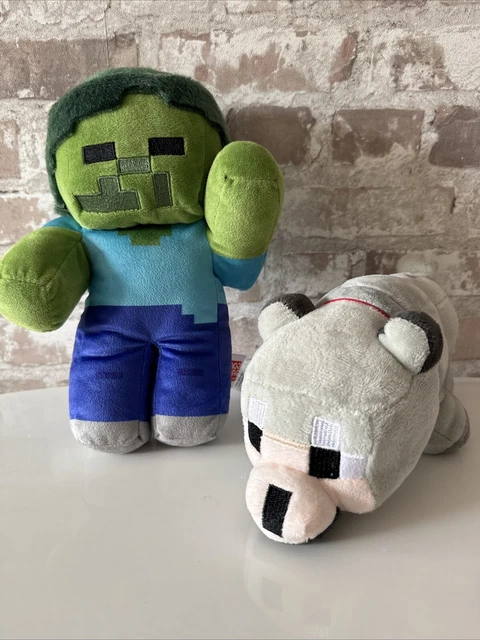 MINECRAFT ZOMBIE MOB Soft Toy 9.5”Official Plush Mattel Mojang + Dog ...