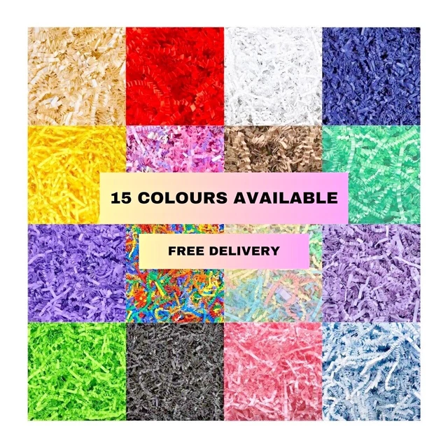SHREDDED PAPER CRINKLE Cut Recyclable All Colours | Gift Hamper Shred ...