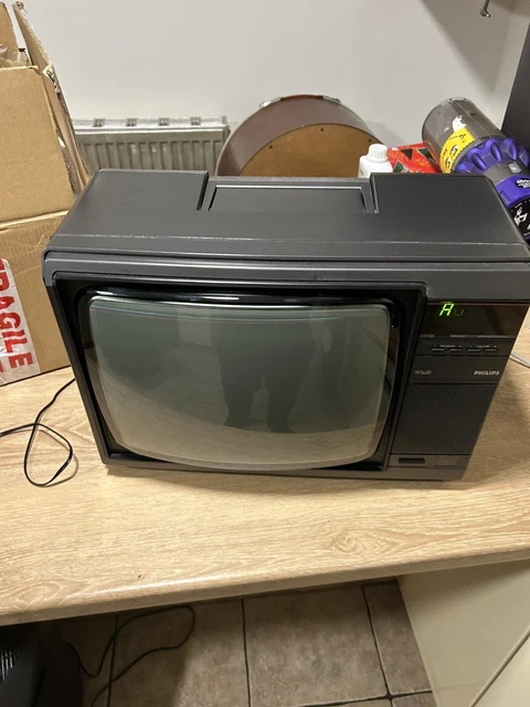 PHILIPS 14& CRT Cube TV Video Retro Gaming Display Television 80s Prop ...