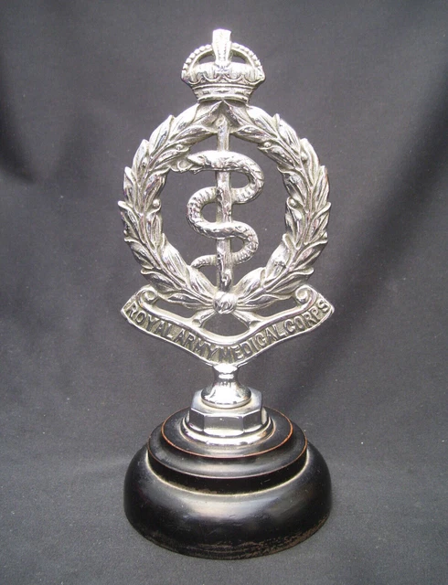 VINTAGE 1930S ROYAL ARMY MEDICAL CORPS CAR MASCOT ~ SNAKE & STAFF HOOD ...