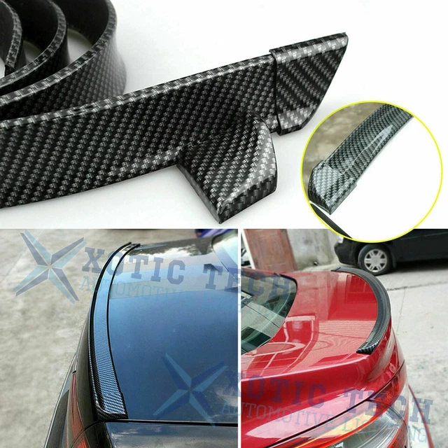 SPORT CARBON FIBER Rear Trunk Tail Spoiler Wing Lip Trim Decor Sticker ...