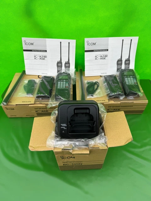 ICOM IC-A6E 25KHZ VHF Air Band Transceiver Pack X 2 (Brand New In Box ...