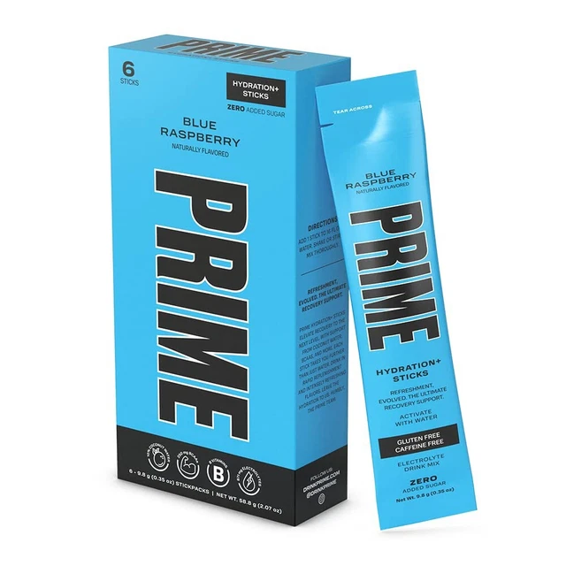 PRIME BLUE RASPBERRY Hydration+ Sticks FULL BOX (6 sticks) EUR 9,99 ...