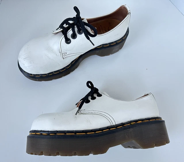 VINTAGE 90S DOC Dr. Martens White Chunky Platform Steel Toe Shoes ...