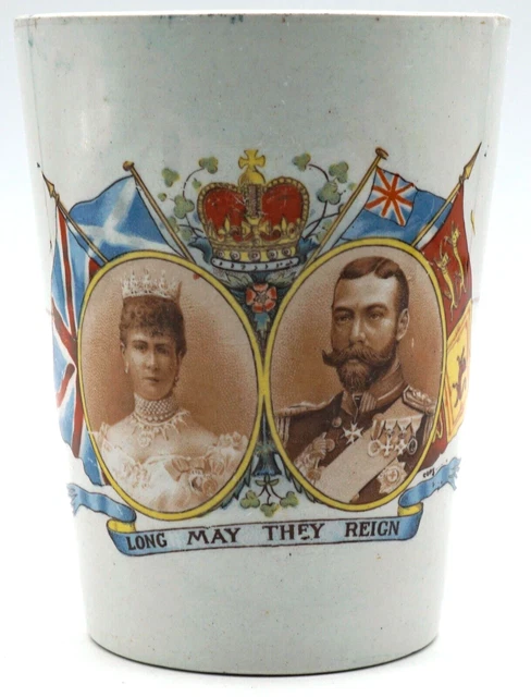 KING GEORGE V Coronation Beaker 1911 Biddulph Staffordshire Queen Mary ...