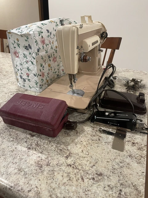 SINGER SEWING MACHINE 301A With Foot Pedal And Button Holder Tested And ...
