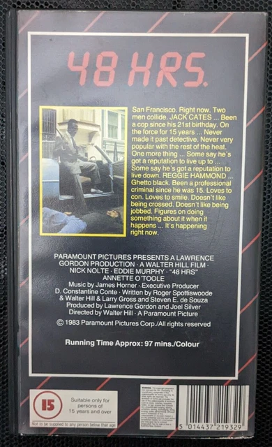 48 HOURS VHS Video PAL CIC Stripy Vintage 1983 Release Eddie Murphy £14 ...