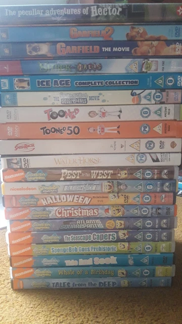 KIDS/ANIMATED 20 DVDS job lot: 10 Spongebob DVDs, Ice Age 1-3, Garfield ...