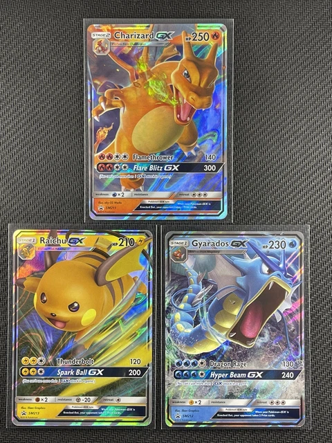 POKEMON CARD X3 Charizard Raichu Gyarados GX 2019 Hidden Fates Promo ...
