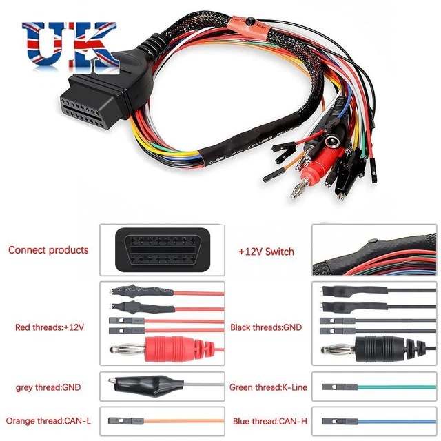 OBD BREAKOUT TRICORE Cable 12V ECU Pinout Cable Diagnostic Adapter £7. ...