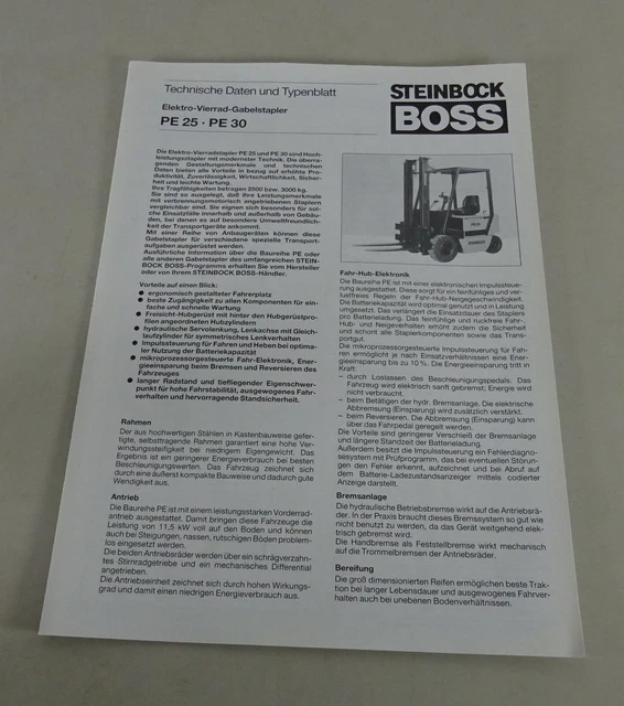 TECHNICAL DATA SHEET/ Type Sheet Steinbock Boss Forklift PE25 / PE30 £ ...