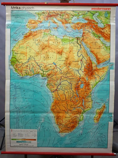 VINTAGE ROLLABLE MAP wall chart poster Africa wall decoration £167.32 ...