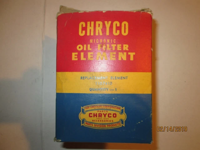 CHRYCO OIL FILTER Element Micronic 1107410 Mopar Dodge Plymouth Nos Oem ...