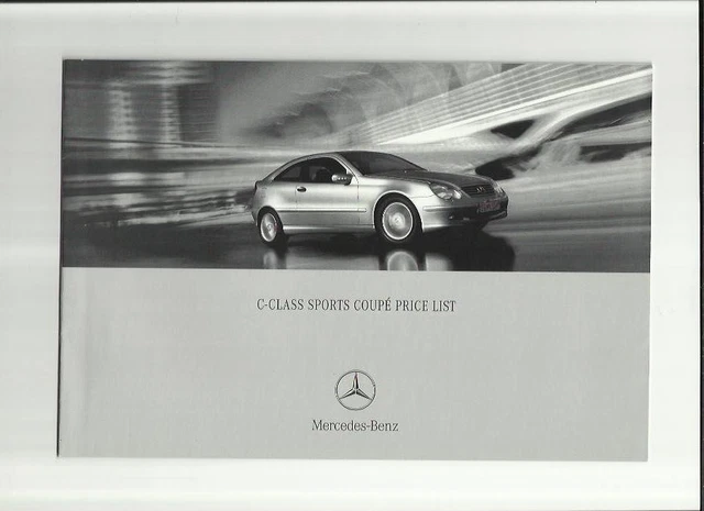 MERCEDES BENZ C-CLASS Sports Coupe Price List Brochure April 2001 £6.99 ...