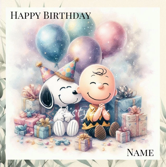 PERSONALISED SNOOPY CHARLIE BROWN Birthday Greeting Card Peanuts ...