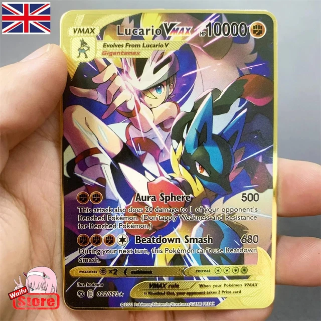 POKEMON CARD MEGA Lucario Vmax Pokemon Gold Metal Card - METAL CARD TCG ...