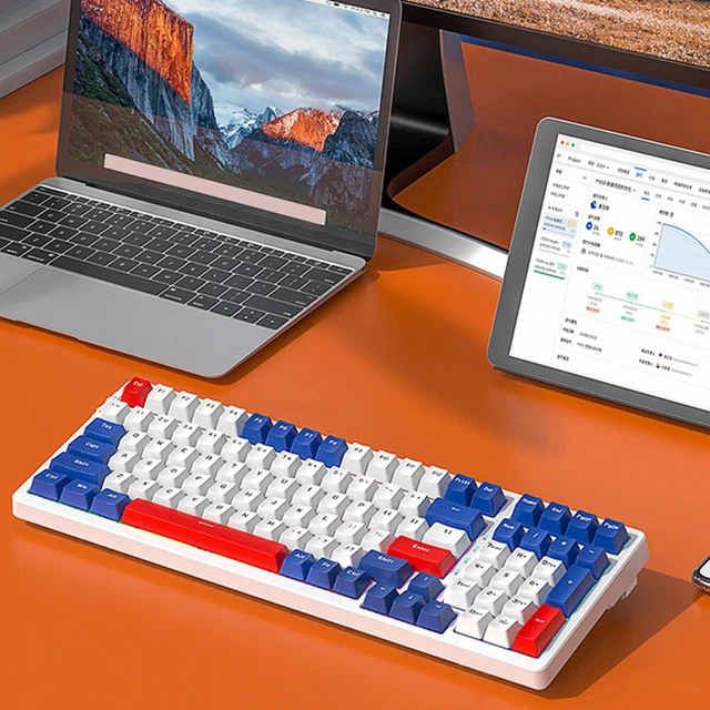 K98 MECHANICAL KEYBOARD Type-C Wired Gaming Keyboard for PC(Blue Yellow ...