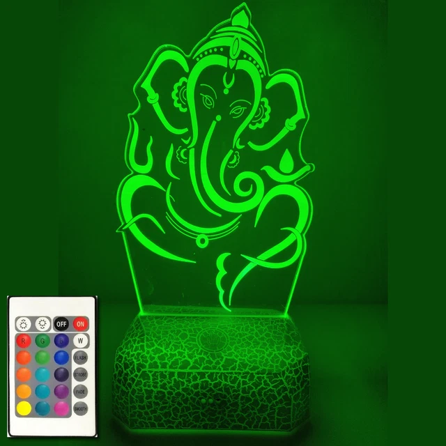 3D LED NIGHT Lights Rechargeable Ganesh Ganpati 16 Colours Desk Lamp ...