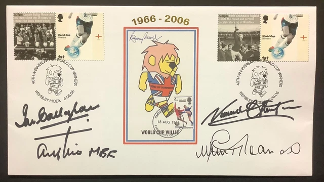 ENGLAND 1966 WORLD Cup Winners Signed Postal Cover 40th Anniversary ...