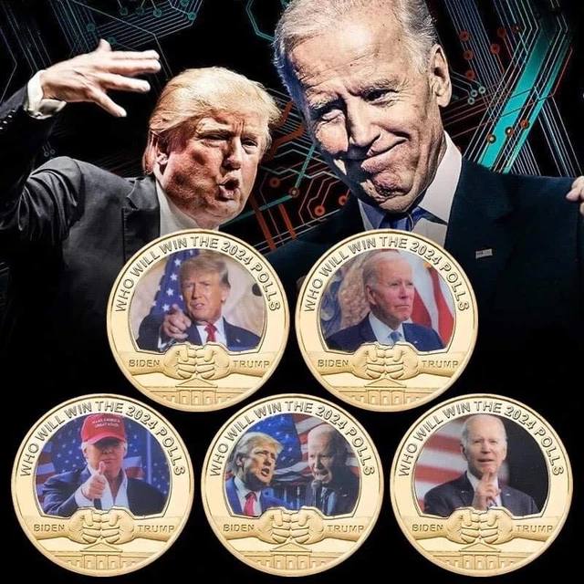 DONALD TRUMP VS Joe Biden x5 Gold Plated Coins + Display Box - USA ...