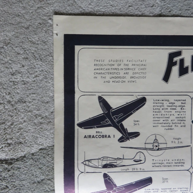 VINTAGE WW2 AIRCRAFT Identification Chart- American Aircraft -original ...
