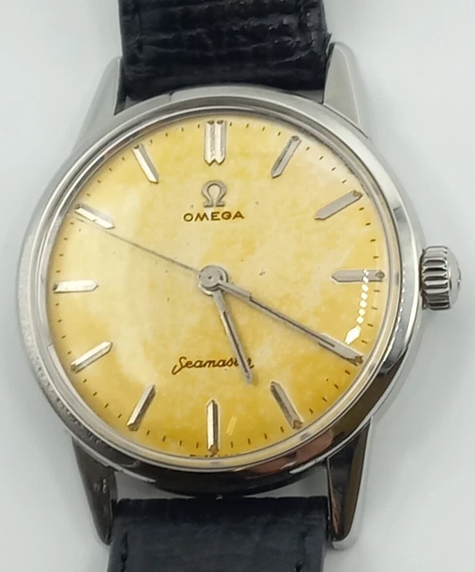 OMEGA SEAMASTER WINDING Original Patina Dial Gold Cap Vintage Watch ...