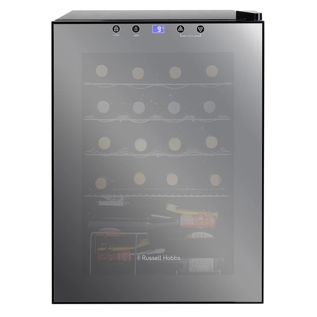RUSSELL HOBBS WINE Cooler 62 Litre 20 Bottle Fridge Mirror RH20WC201MR ...