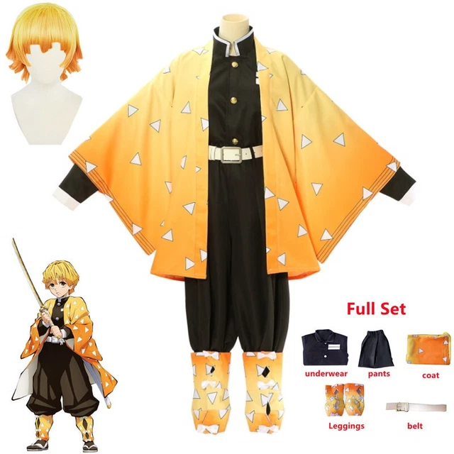 DEMON SLAYER ZENITSU Agatsuma Cosplay Anime Costume Kimono Uniform ...