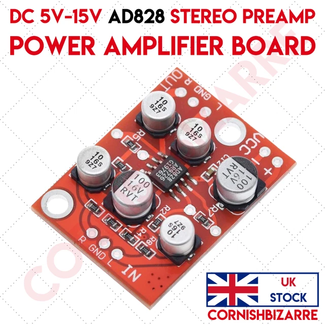 DC 5-15V AD828 Stereo Preamp Power Amplifier Board Preamplifier Board ...